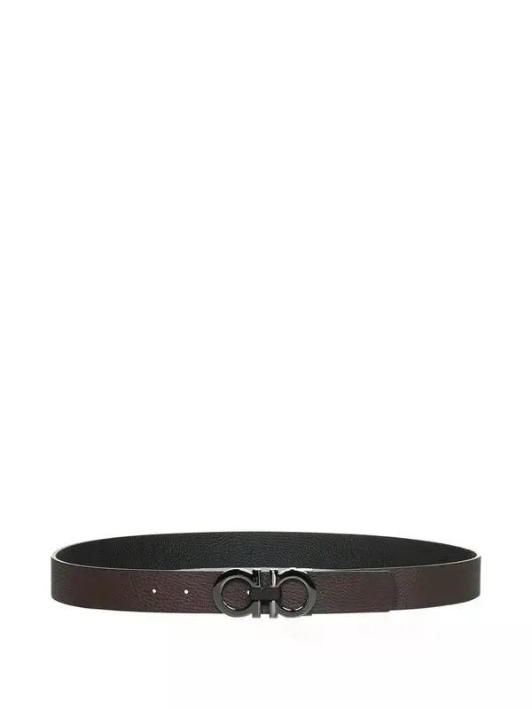 FERRAGAMO Gancini Eather Belt - Black