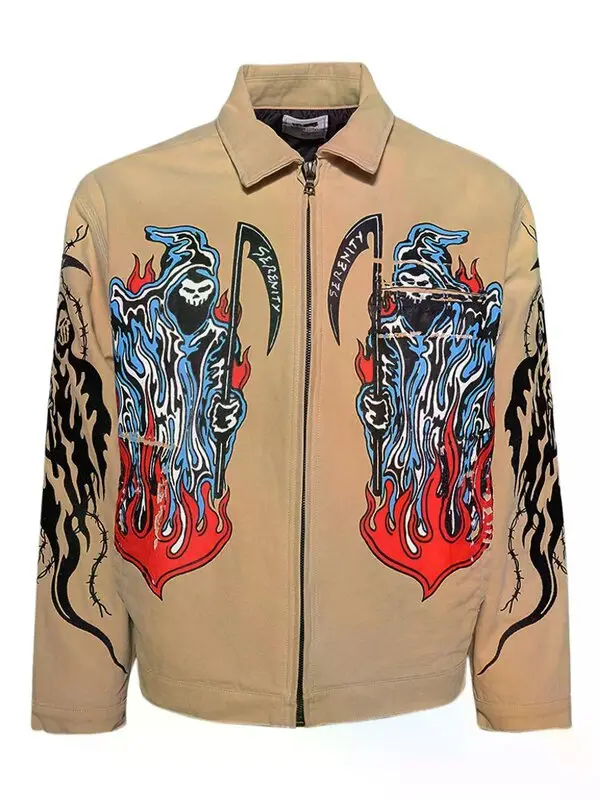 WARREN LOTAS Grim Reaper Print Work Jacket - Neutrals
