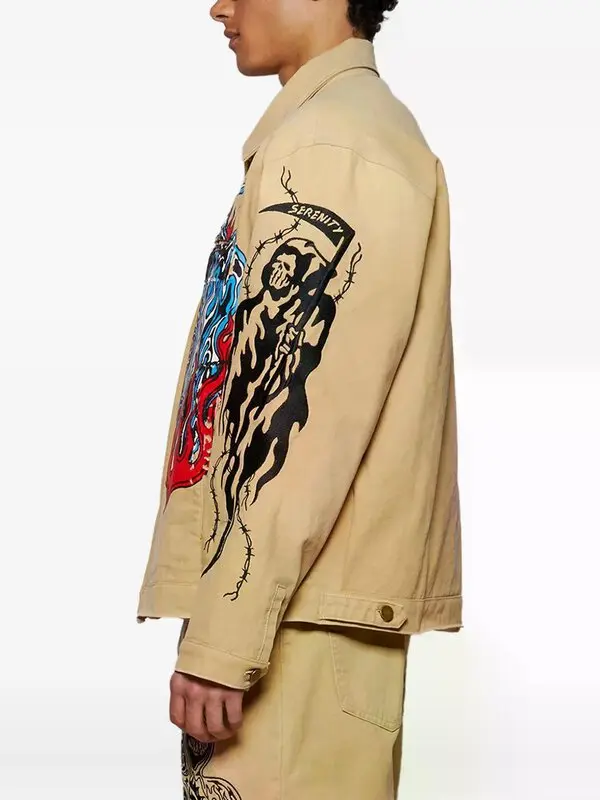WARREN LOTAS Grim Reaper Print Work Jacket - Neutrals