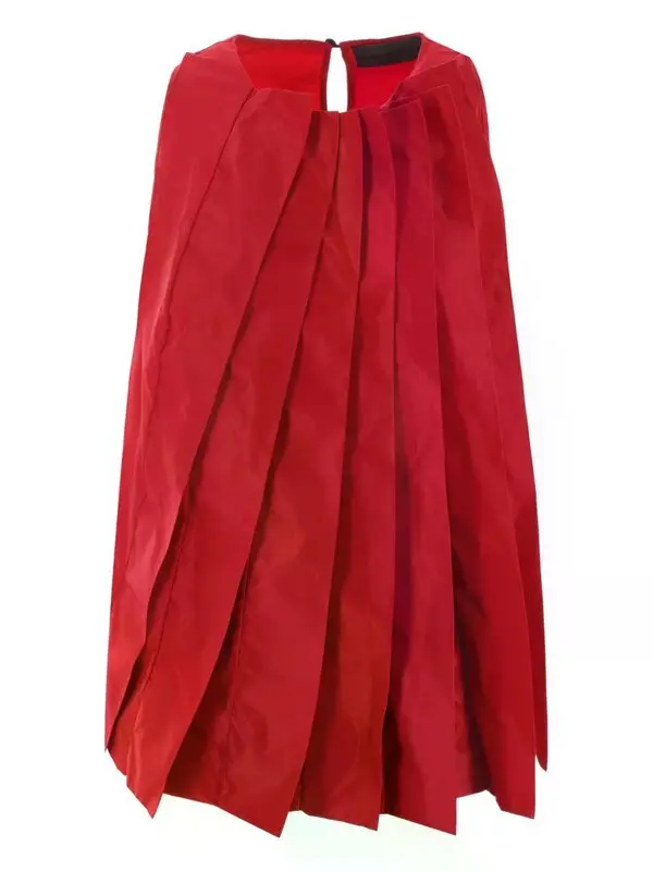 MARIA CALDERARA Pleated Crew-neck Top - Red