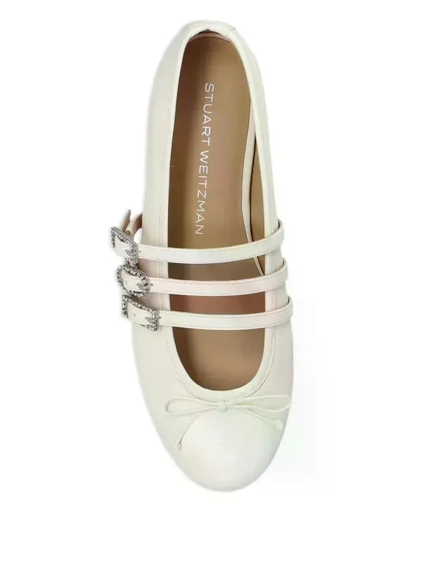 STUART WEITZMAN Celeste Buckle-embellished Ballet Flats - White
