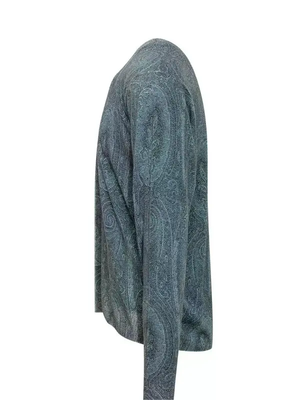 Etro Paisley Crew Neck Long Sleeve Sweater - Blue
