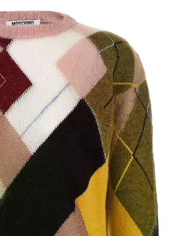 Moschino Argyle Patchwork Knit Sweater