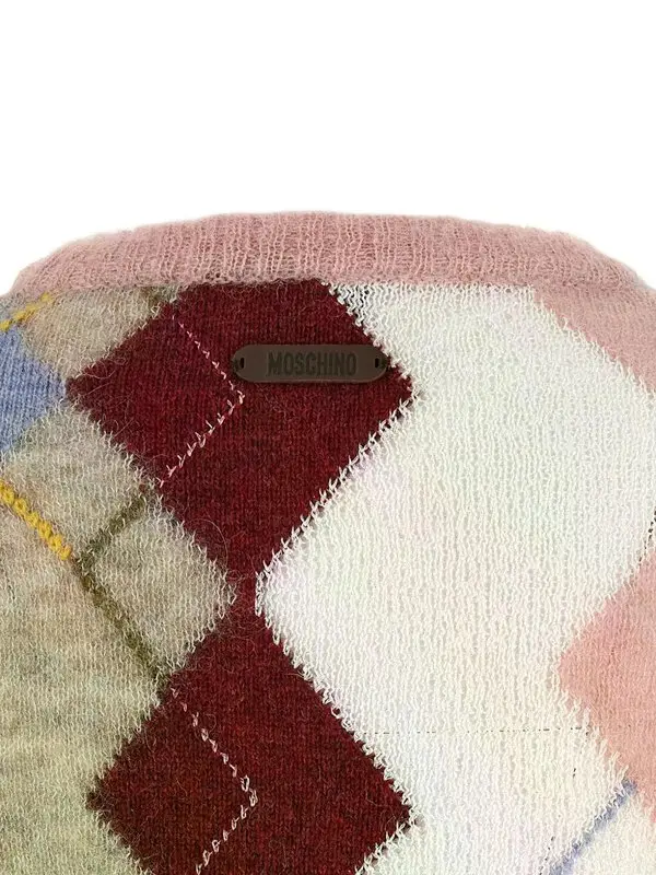 Moschino Argyle Patchwork Knit Sweater