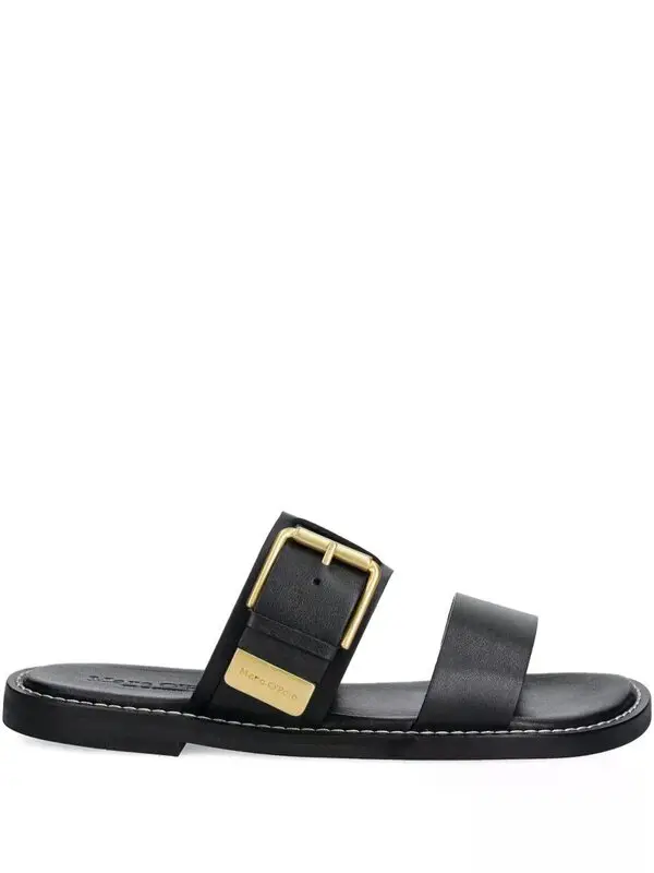 Marc O'polo Buckled Leather Slides - Black