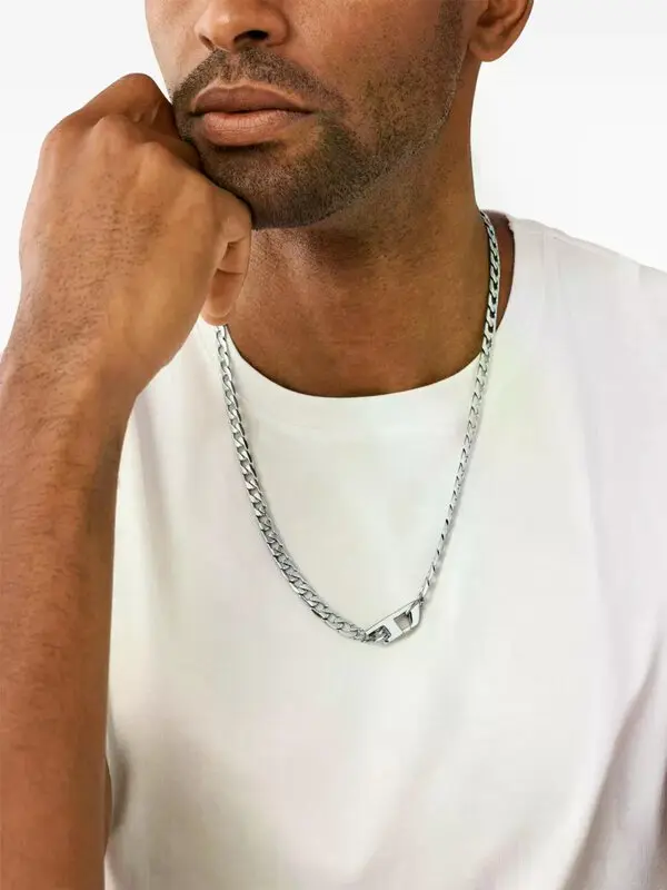 DIESEL® Dx1497 Logo-pendant Curb-chain Necklace