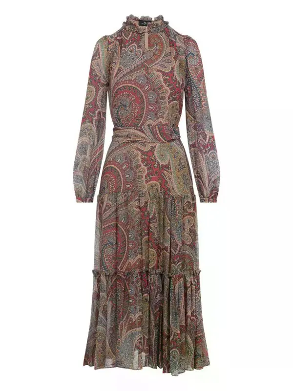 Etro Paisley Ruffled Maxi Dress - Red