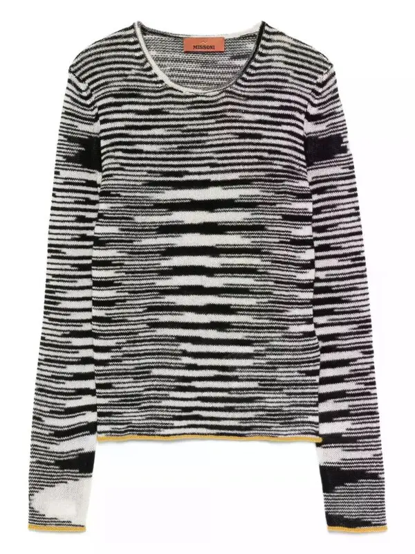 Missoni Striped Crew Neck Long Sleeve T-shirt - Black