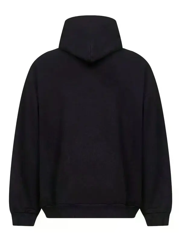 Balenciaga Graphic Print Cotton Hoodie - Black