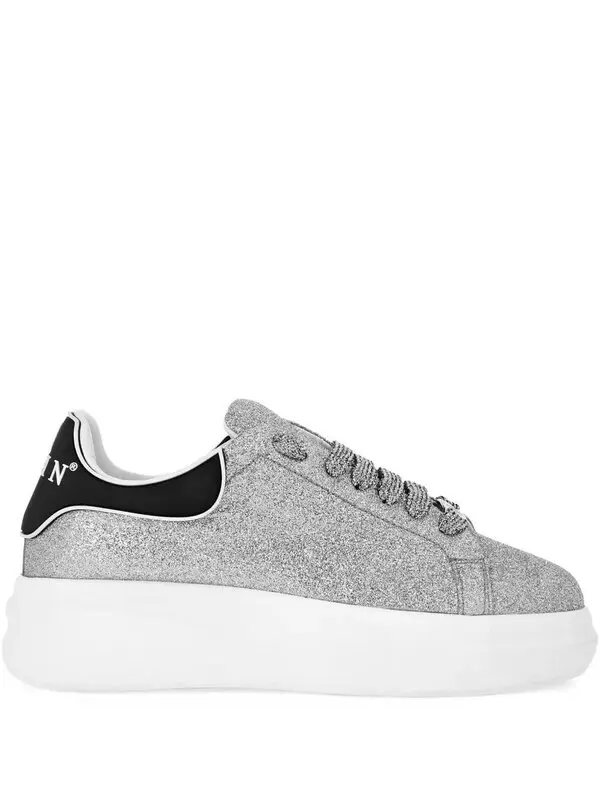 Philipp Plein Glitter Lace-up Sneakers - Grey