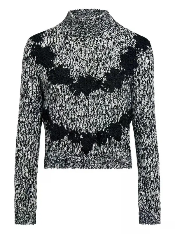 Giambattista Valli High Neck Macramé Embellished Sweater