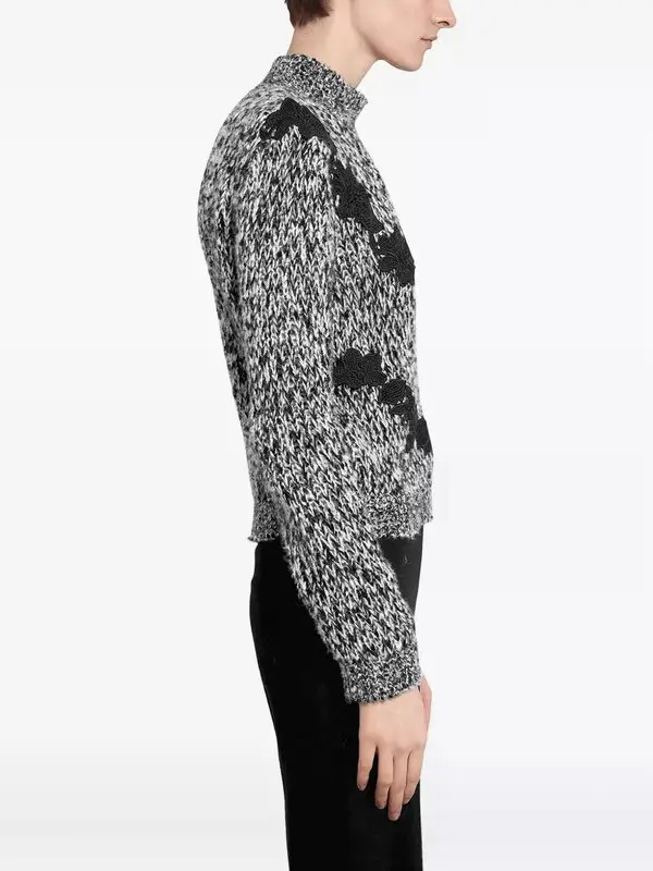 Giambattista Valli High Neck Macramé Embellished Sweater