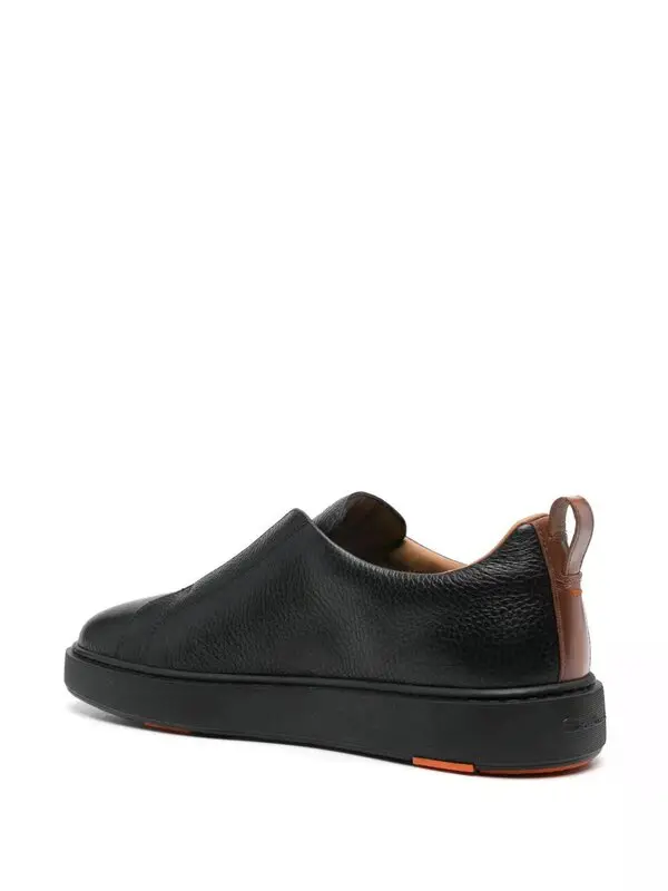 Santoni Calf Leather Slip-on Sneakers - Black