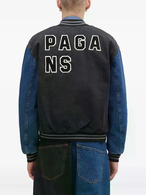 Aries Embroidered Logo Denim Varsity Jacket