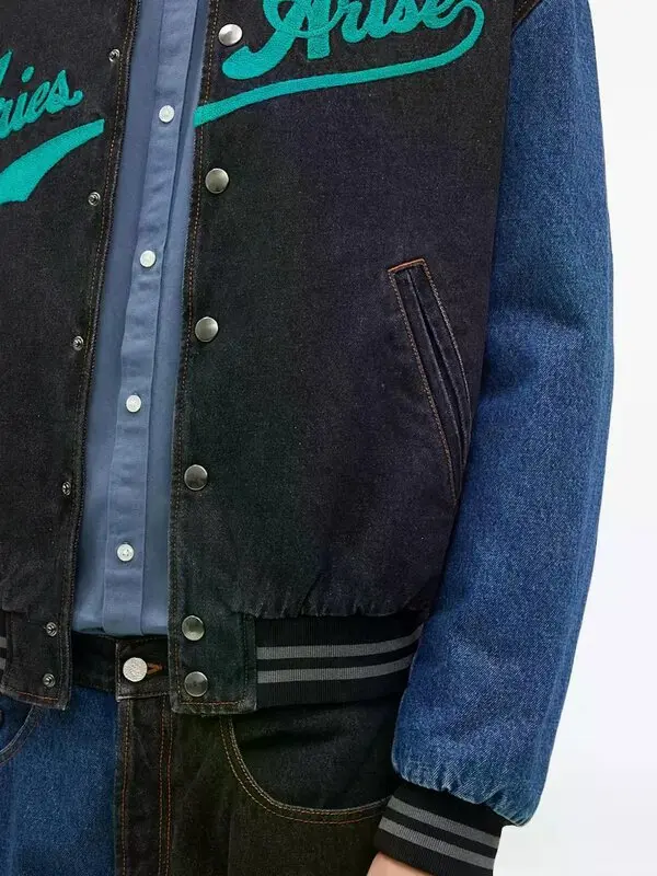 Aries Embroidered Logo Denim Varsity Jacket