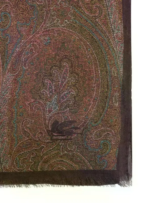 Etro Paisley-print Frayed-edge Scarf - Brown
