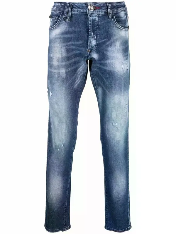Philipp Plein Distressed Straight-leg Jeans
