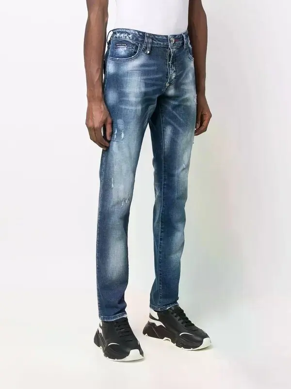 Philipp Plein Distressed Straight-leg Jeans