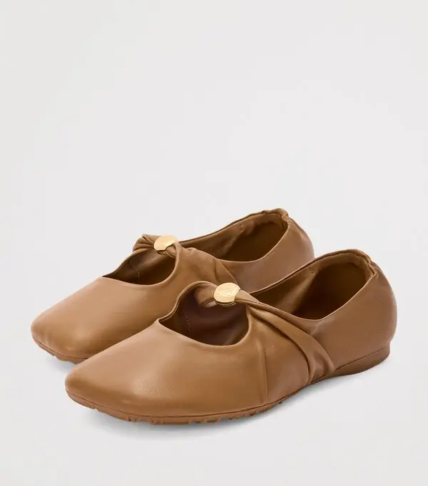 Loewe Nappa Leather Ballerina Flats With Metallic Pebble Detail - Brown
