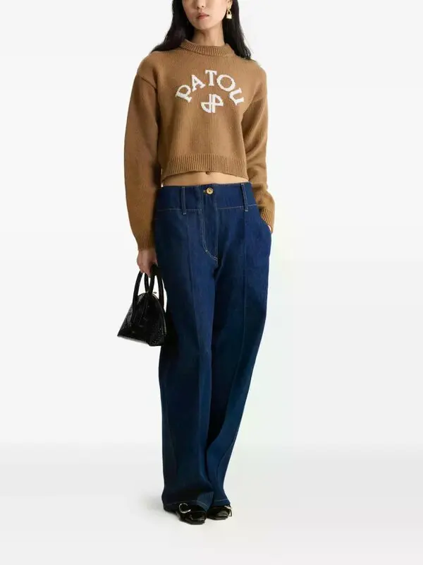 PATOU Intarsia Logo Cropped Jumper