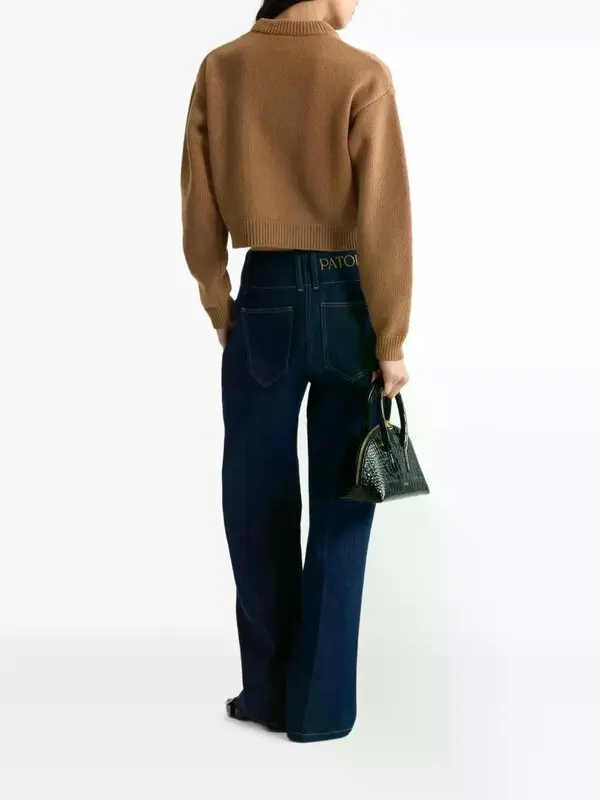 PATOU Intarsia Logo Cropped Jumper