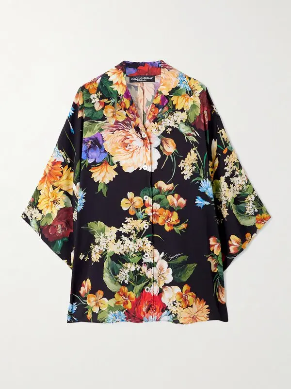 Dolce & Gabbana Floral-print Silk-blend Charmeuse Shirt - Multi