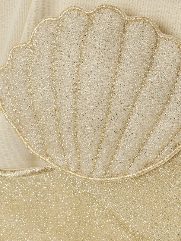 Oseree Lumière Cutout Embroidered Metallic Stretch-knit Mini Dress - Gold