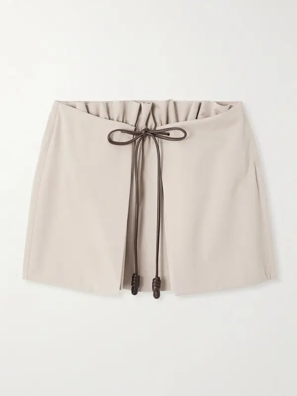 Loewe Leather-trimmed Mini Skirt - Neutrals
