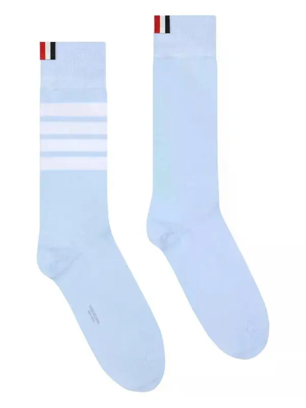 Thom Browne Mid-calf Socks With Stripe Detailing - Blue