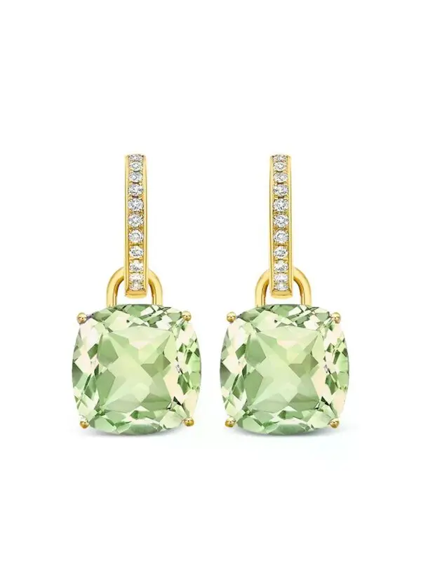 Kiki Mcdonough 18k Yellow Amethyst And Diamond Hoop Earrings - Gold