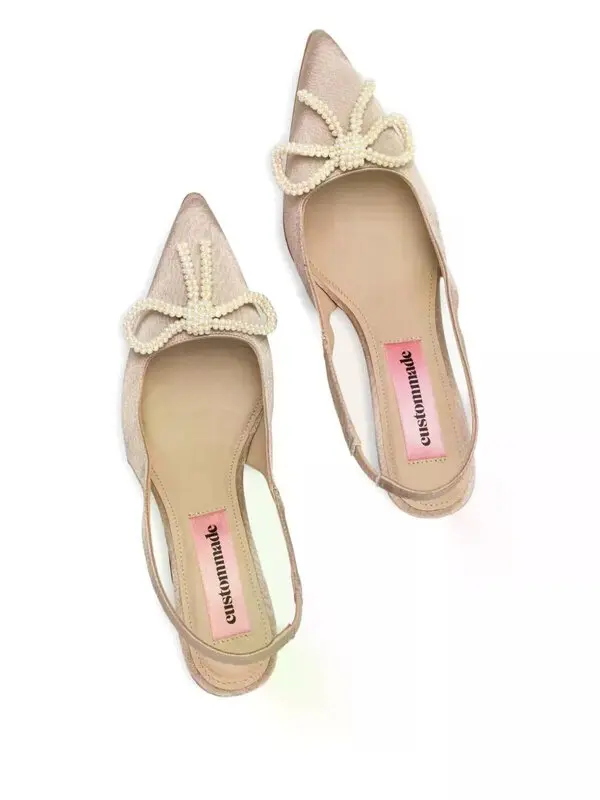 CUSTOMMADE Ayanna Slingback Pumps With Pearl Bow Embellishment - 615