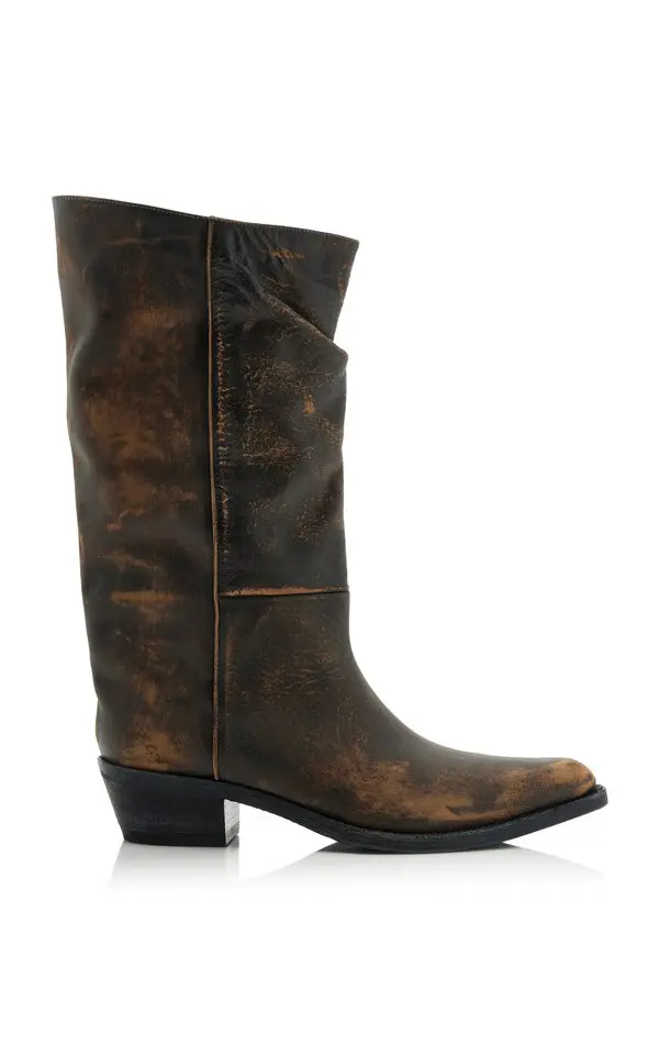 Khaite Clive Leather Boots - Brown