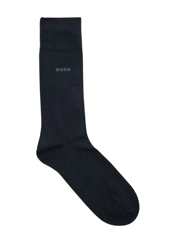 BOSS Logo Cotton-blend Socks Set Of Two - Navy