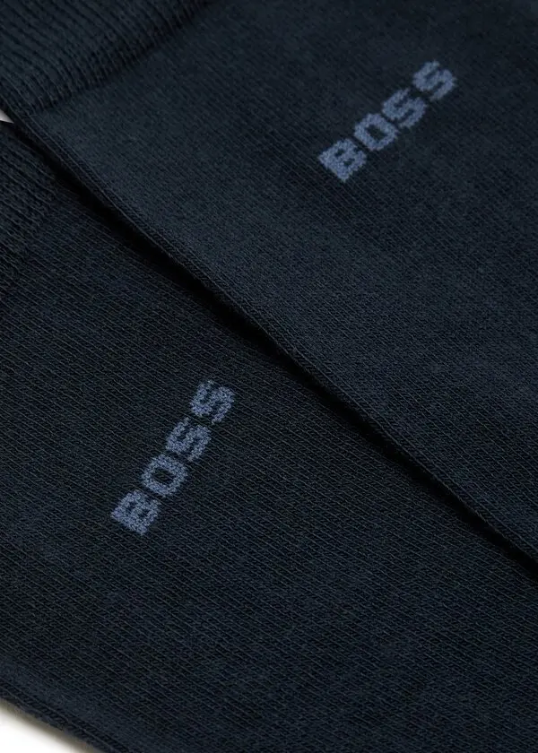 BOSS Logo Cotton-blend Socks Set Of Two - Navy