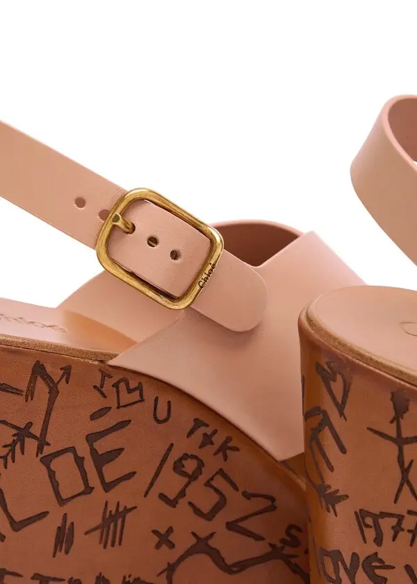 Chloé Leather Platform Wedge Sandals