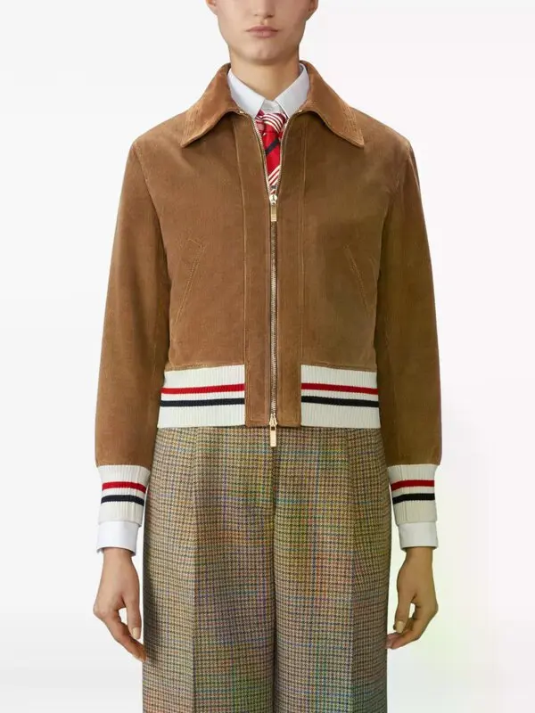 Thom Browne Corduroy Zip-up Jacket With Ribbed Trims