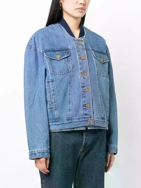 REJINA PYO Wells Layered Denim Bomber Jacket
