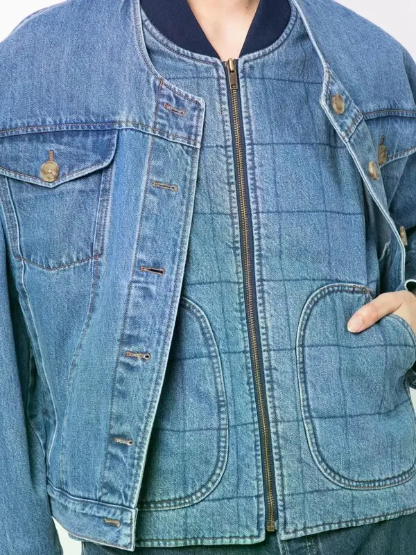 REJINA PYO Wells Layered Denim Bomber Jacket