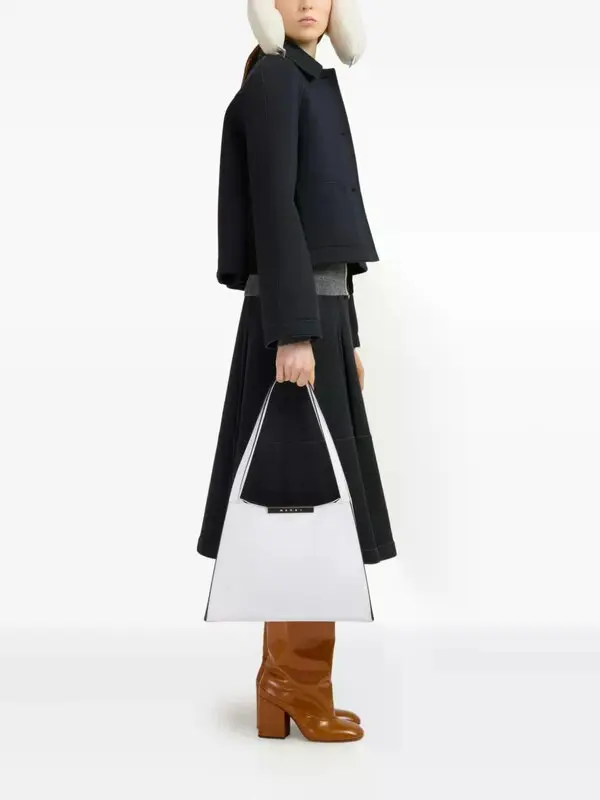 Marni Cresta Tote Bag With Contrasting Trim - White