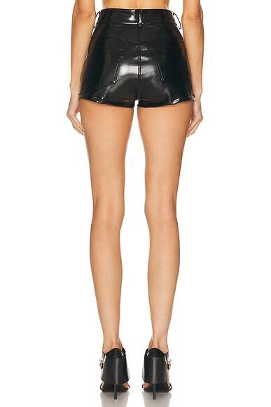 Norma Kamali High Waist Faux Leather Shorts