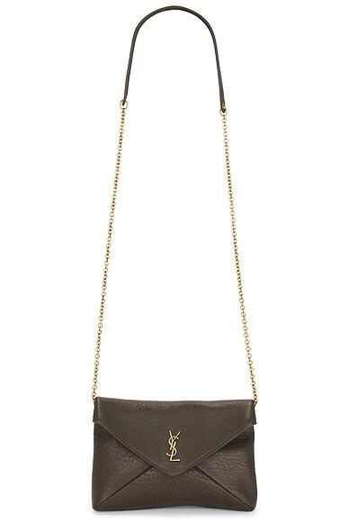 Saint Laurent Small Pouch On Chain - Light Musk