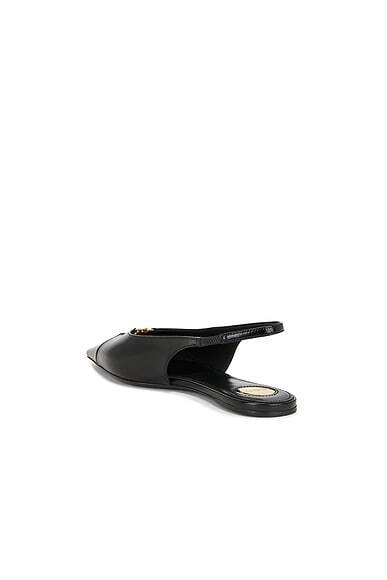 Saint Laurent Babylone Slingback Flat In Calfskin Leather - Nero