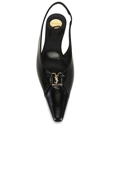 Saint Laurent Babylone Slingback Flat In Calfskin Leather - Nero