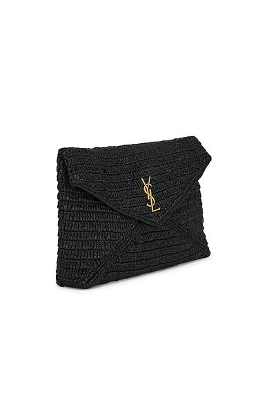 Saint Laurent Large Envelope Pouch In Raffia