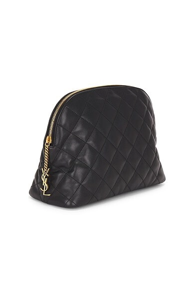Saint Laurent Quilted Cosmetic Pouch With Gold-tone Hardware