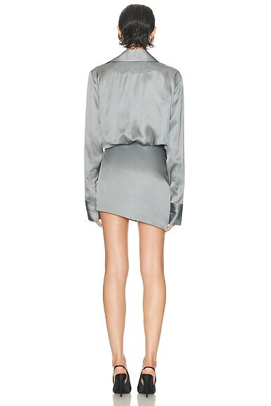 Attico Satin Mini Dress - Grey