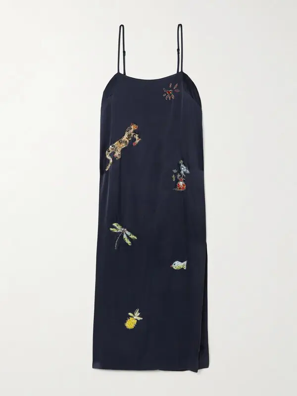 ALEMAIS Anouk Colantoni Fontaine Appliquéd Midi Dress - Blue