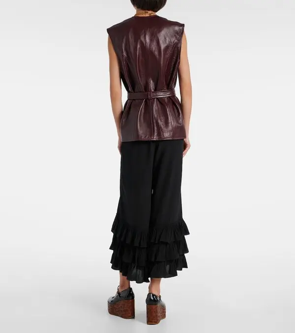 Chloé Belted Leather Vest - Brown