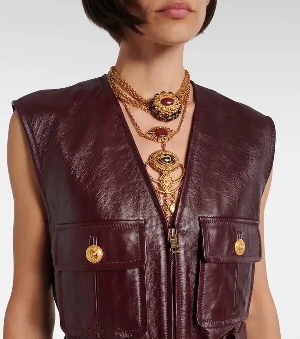 Chloé Belted Leather Vest - Brown