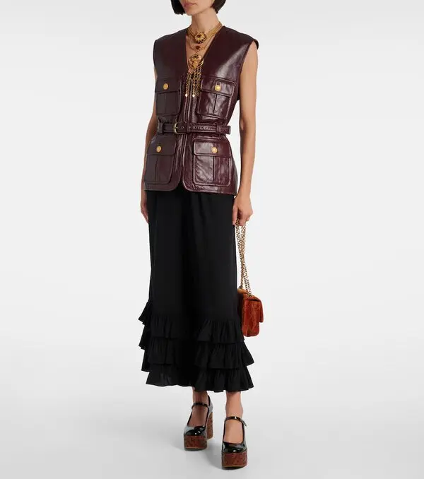 Chloé Belted Leather Vest - Brown